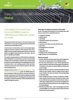 REBRI Easy Guide to C&D Resource Recovery: Metal | BRANZ